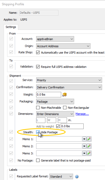 USPS: Hide Postage on a Shipping Label – ShipWorks