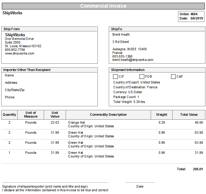 Ups Customs Form